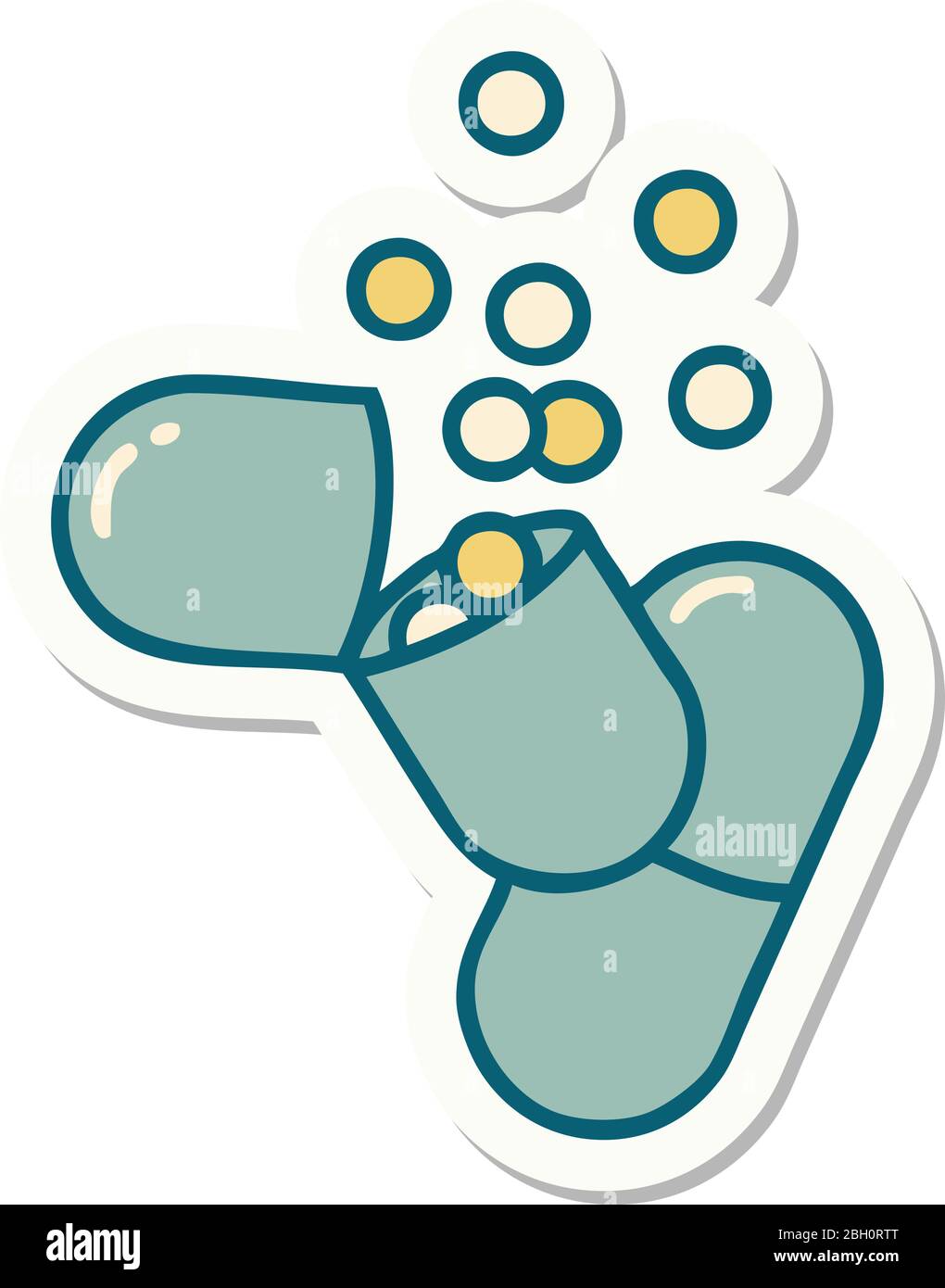 sticker of a burst open medical capsule pill Stock Vector Image & Art ...
