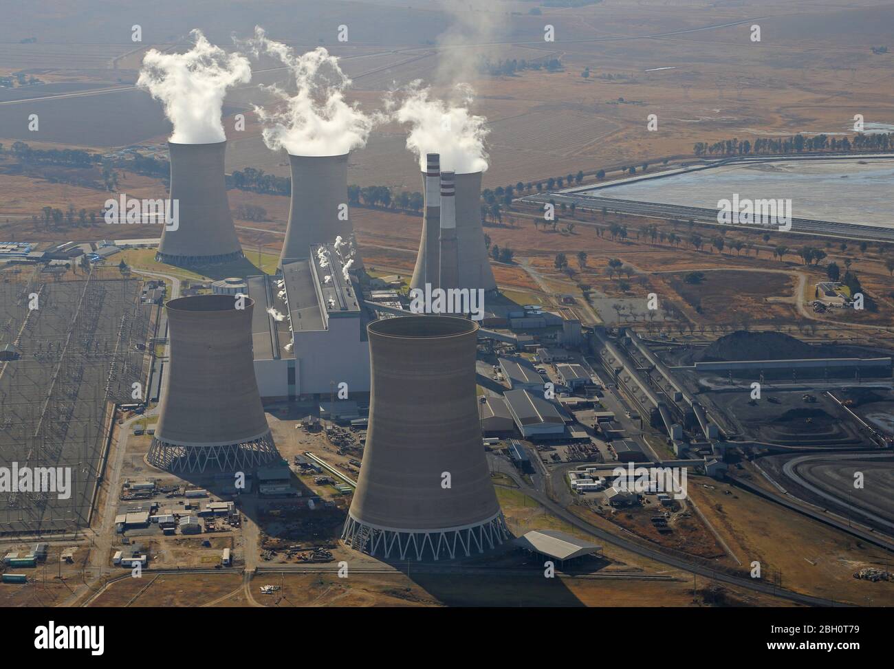 Aerial photo of cooling towers Stock Photo - Alamy