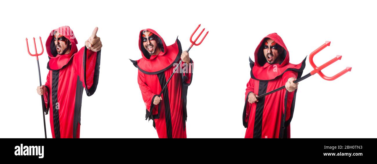 The man devil in red costume Stock Photo - Alamy