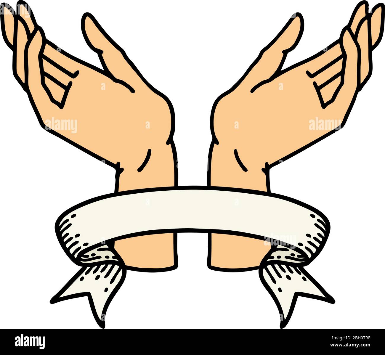 traditional tattoo with banner of open hands Stock Vector Image & Art ...