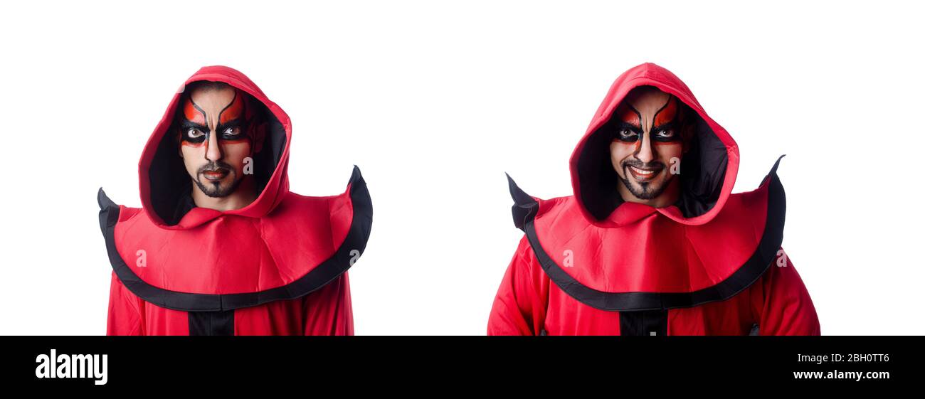 The man devil in red costume Stock Photo - Alamy
