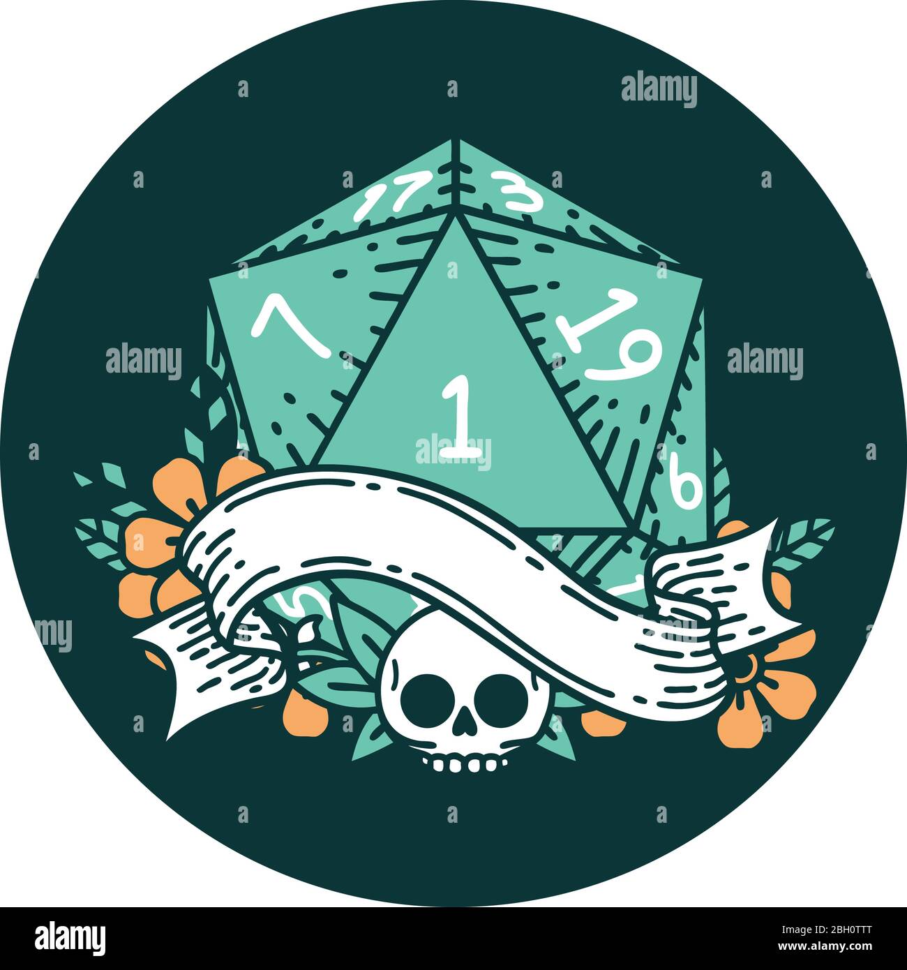icon of natural one d20 dice roll Stock Vector Image & Art - Alamy