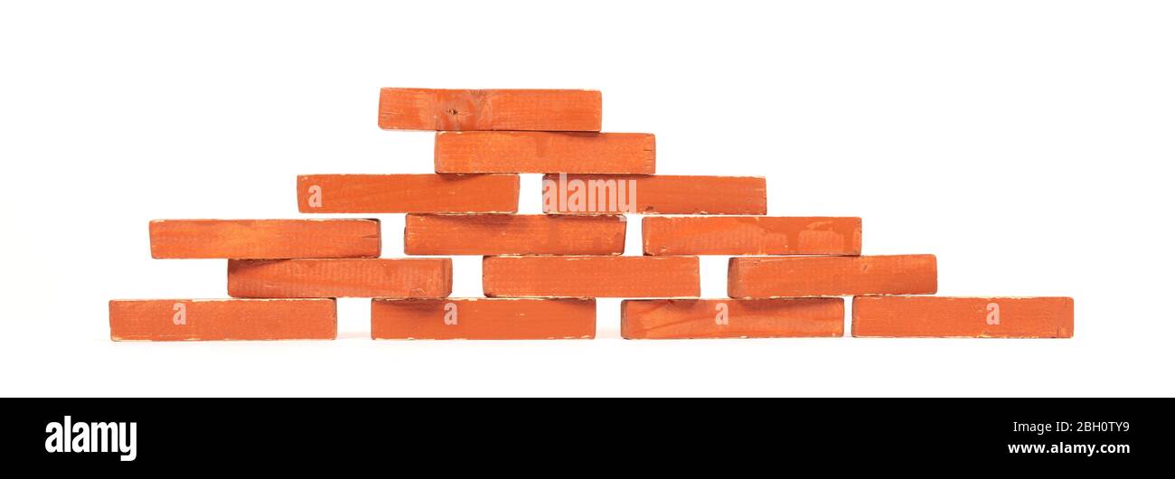 Vintage orange building blocks isolated on white background Stock Photo ...