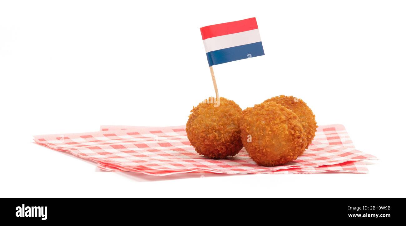 Dutch traditional snack bitterbal with a dutch flag, isolated Stock ...