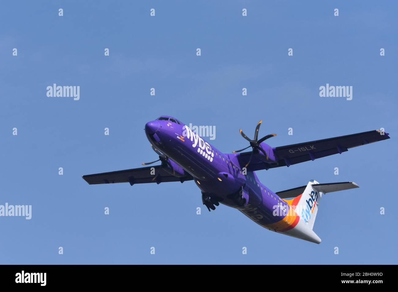 A flybe propeller plane, Bristol Airport, Lulsgate Stock Photo - Alamy