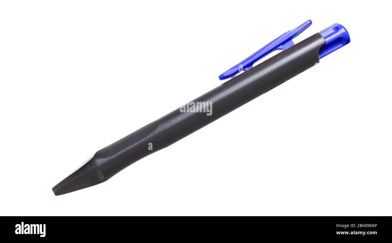 Black plastic pen isolated on white background with clipping path Stock ...