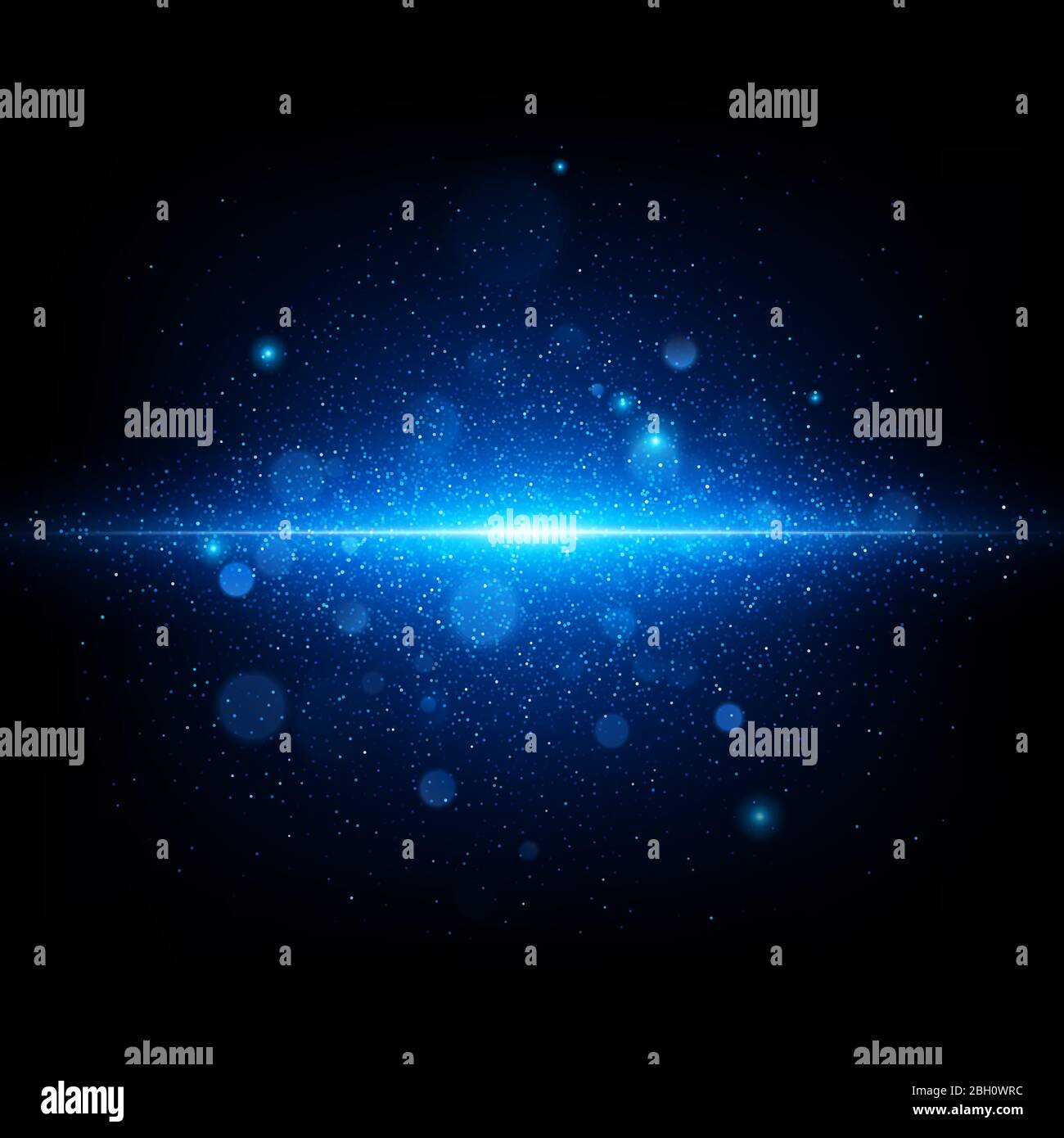 Blue abstract flash in deep blue space. Realistic starry sky with a ...