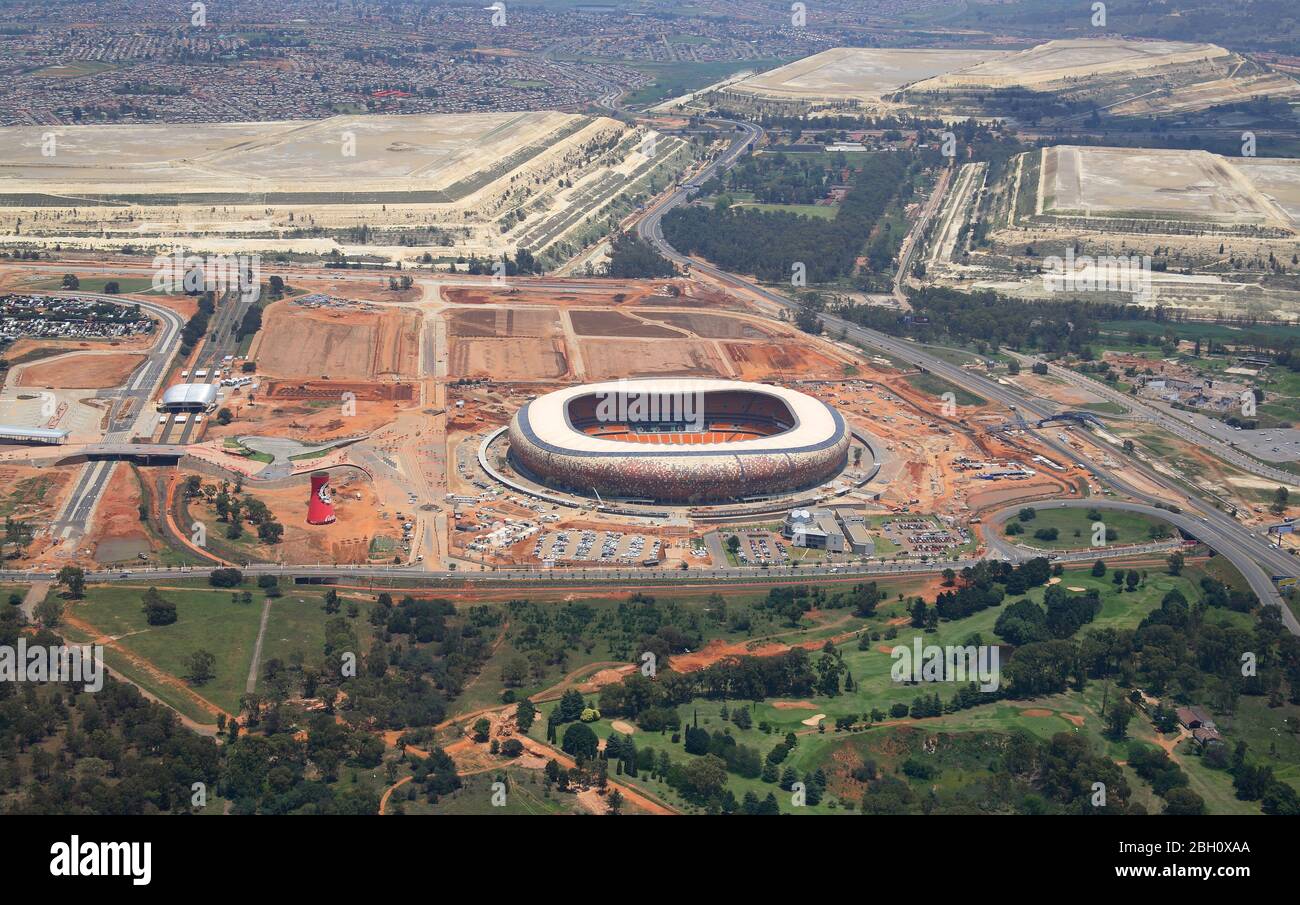 Aerial photo of Soccer City and Nasrec Exhibition Centre Stock Photo ...