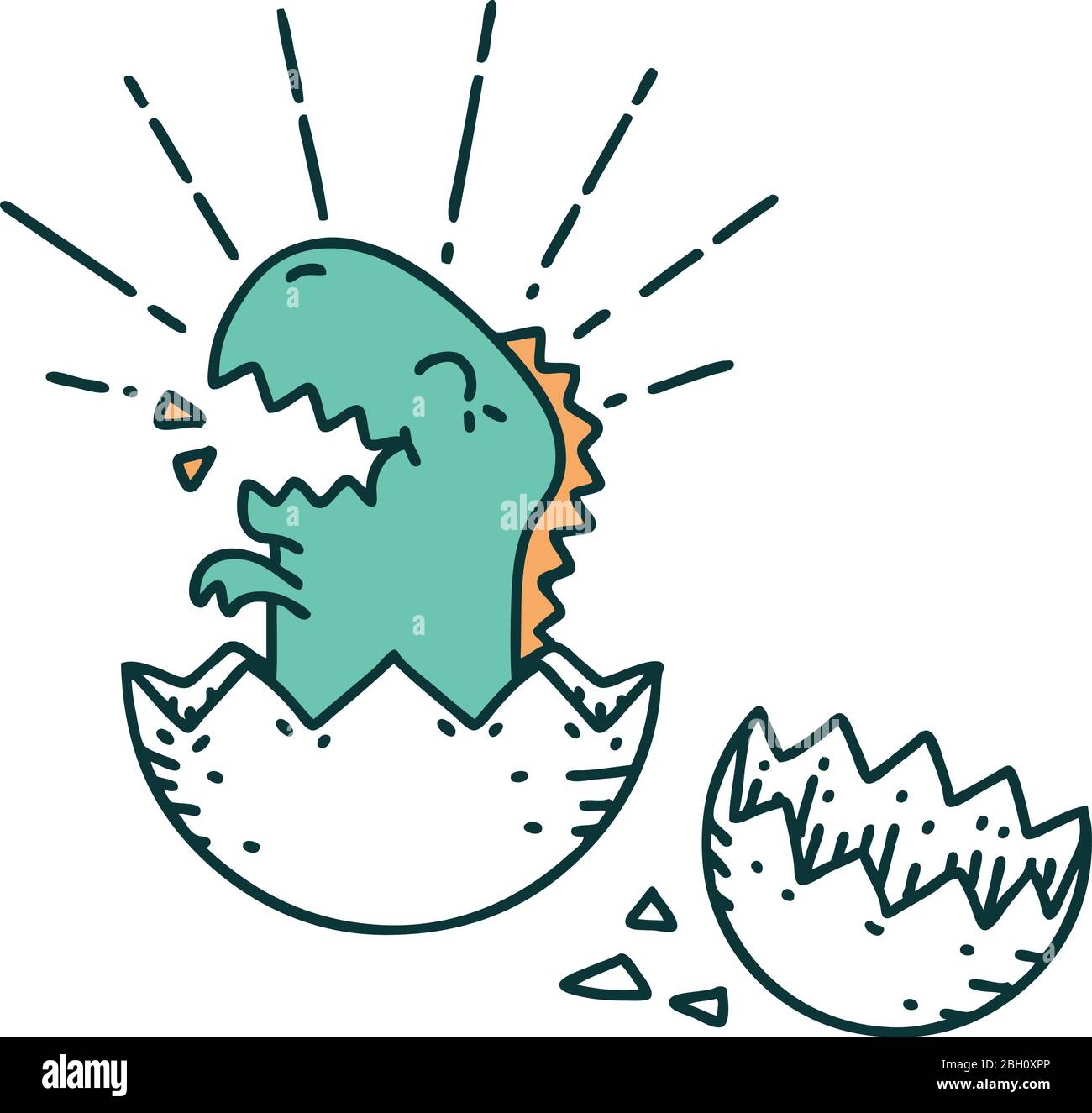illustration of a traditional tattoo style hatching dinosaur Stock ...