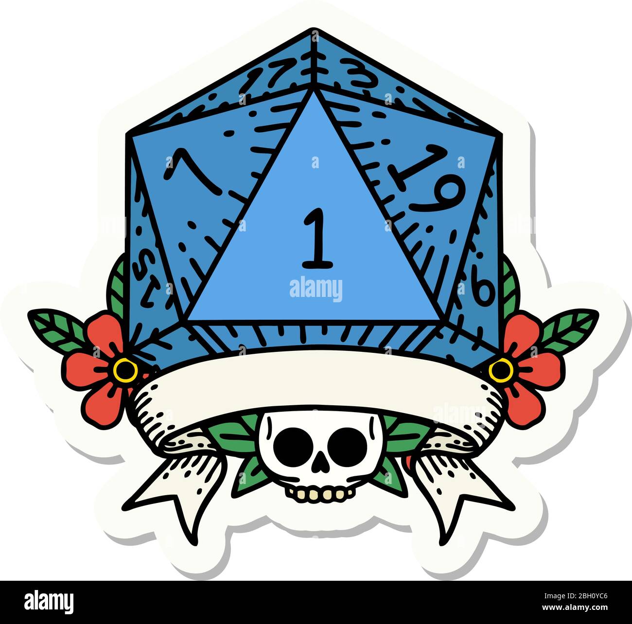 sticker of a natural one d20 dice roll Stock Vector Image & Art - Alamy
