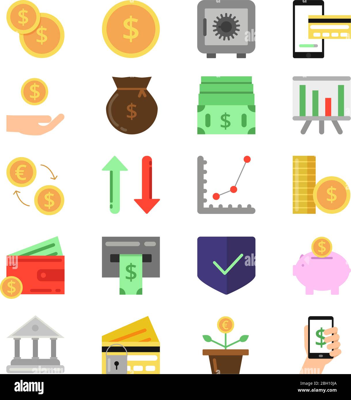 Business and finance icons set. B2c and b2b symbols. Pictures of money ...