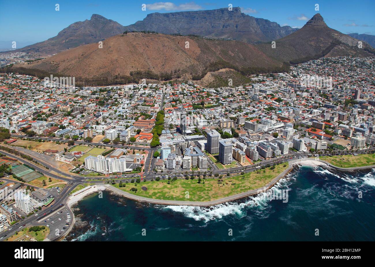 Aerial photo of Western Seaboard and Sea Point, with Table Mountain in ...