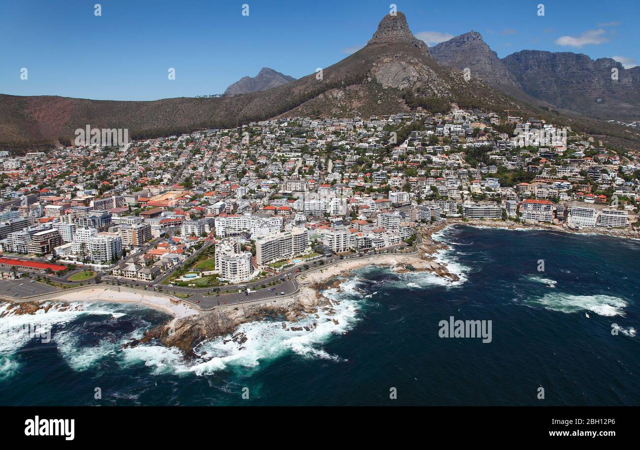 Aerial photo of Western Seaboard and Sea Point, with Table Mountain in ...