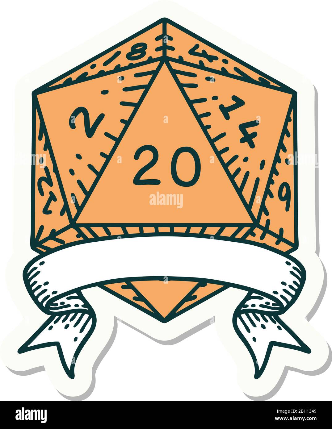 sticker of a natural 20 critical hit D20 dice roll Stock Vector Image ...