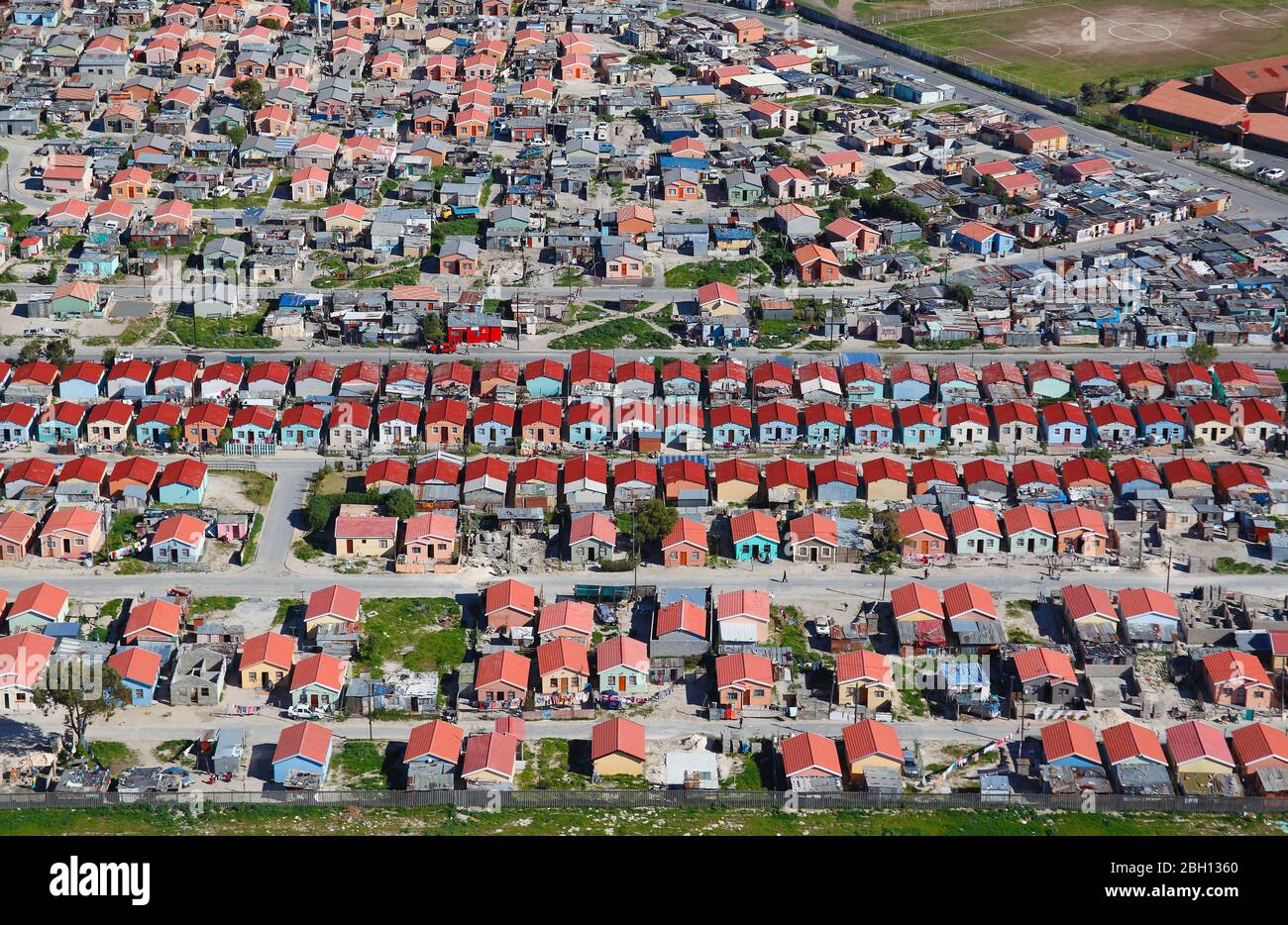 Aerial photo of informal settlements and low-income housing Stock Photo ...