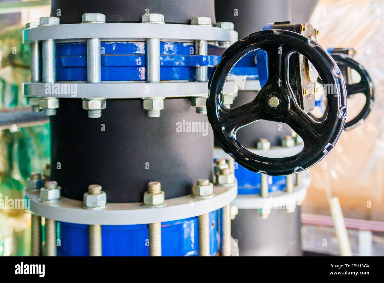 Blue butterfly gate valve to prevent reverse flow of water Stock Photo ...