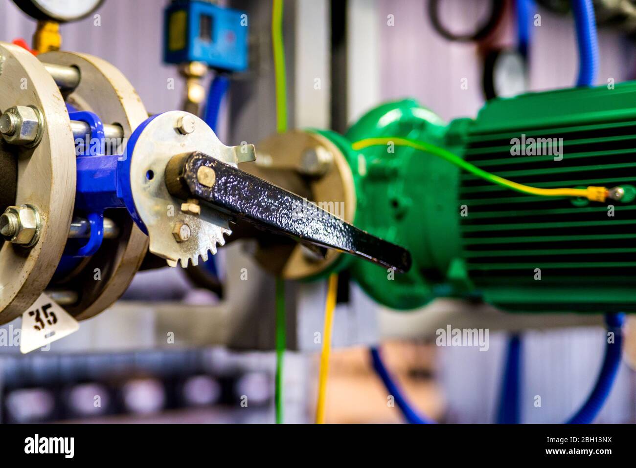 Blue butterfly gate valve to prevent reverse flow of water Stock Photo ...