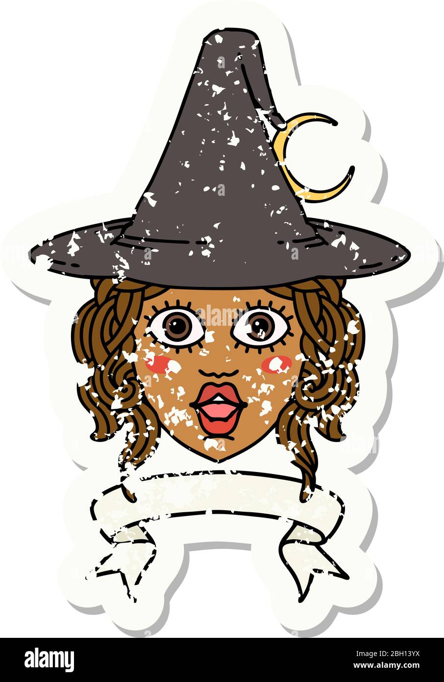 Retro Tattoo Style human witch character with banner Stock Vector Image ...