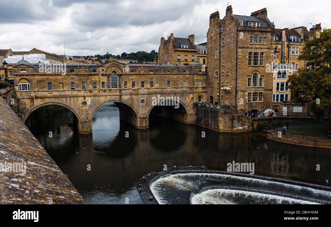 View for Pulteney bridge countryside. City of Bath, England Stock Photo ...
