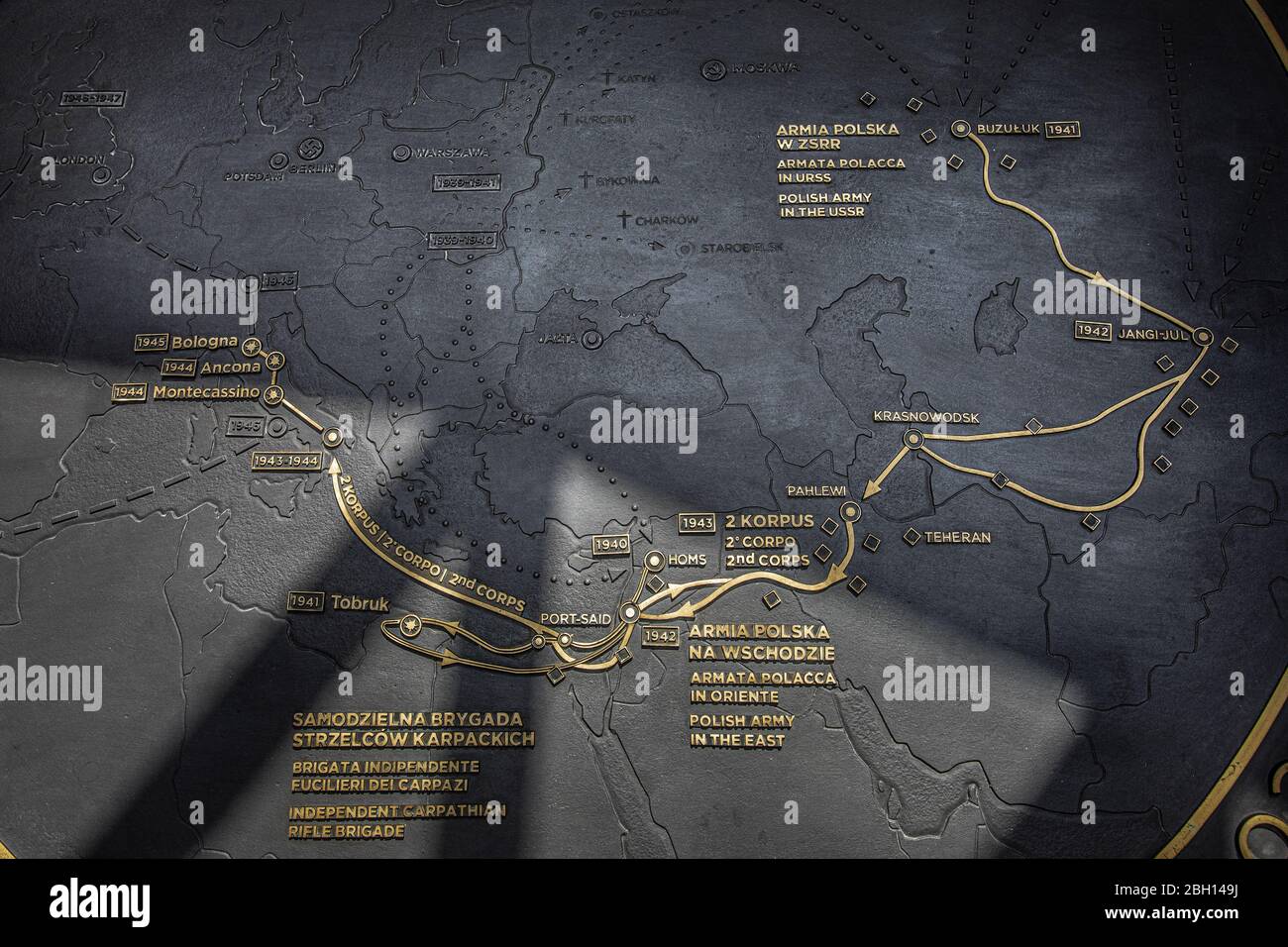 Polish army in the east. Second World War map. Polish monumental ...