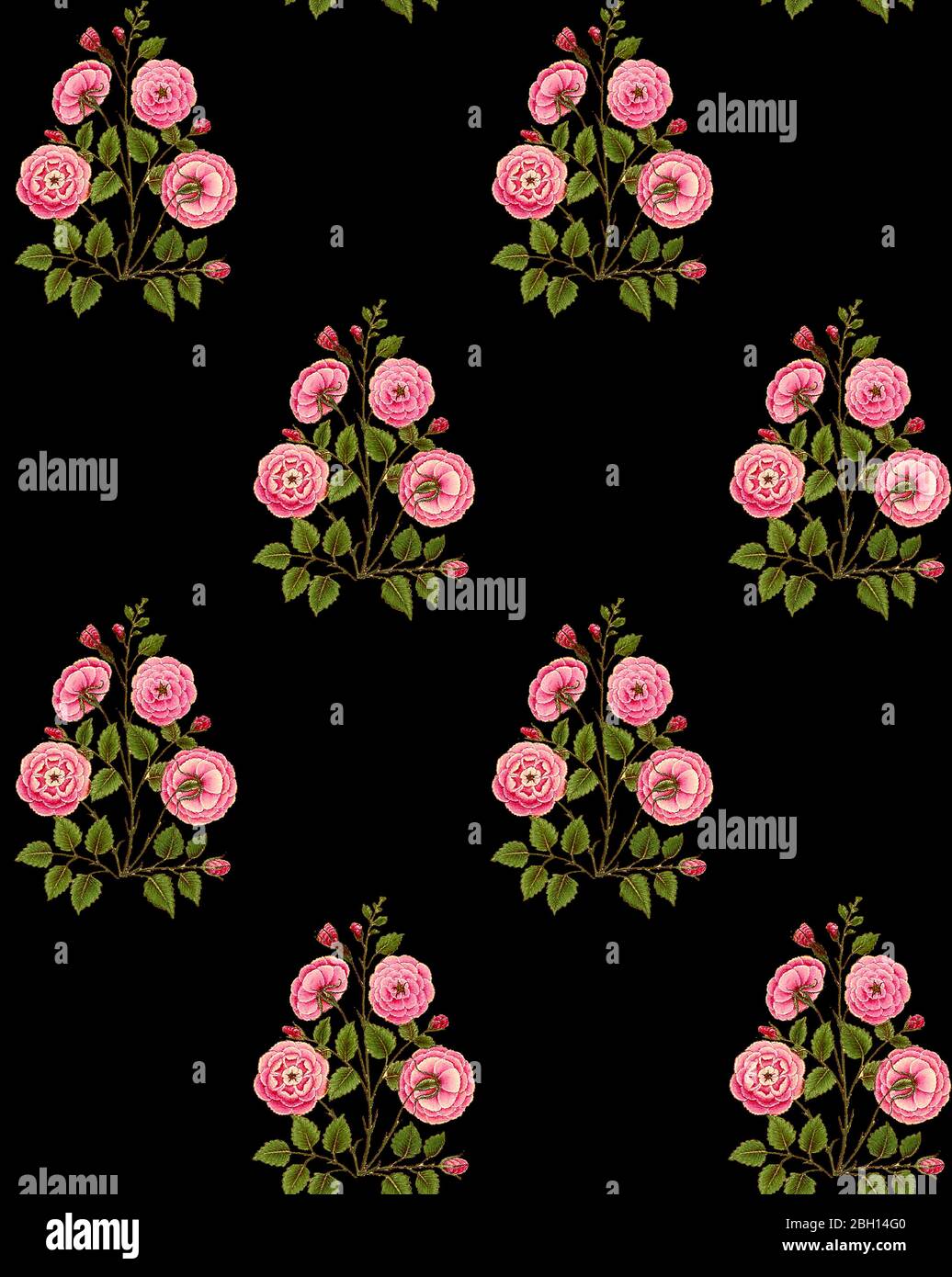 seamless antique flower design with black background Stock Photo - Alamy