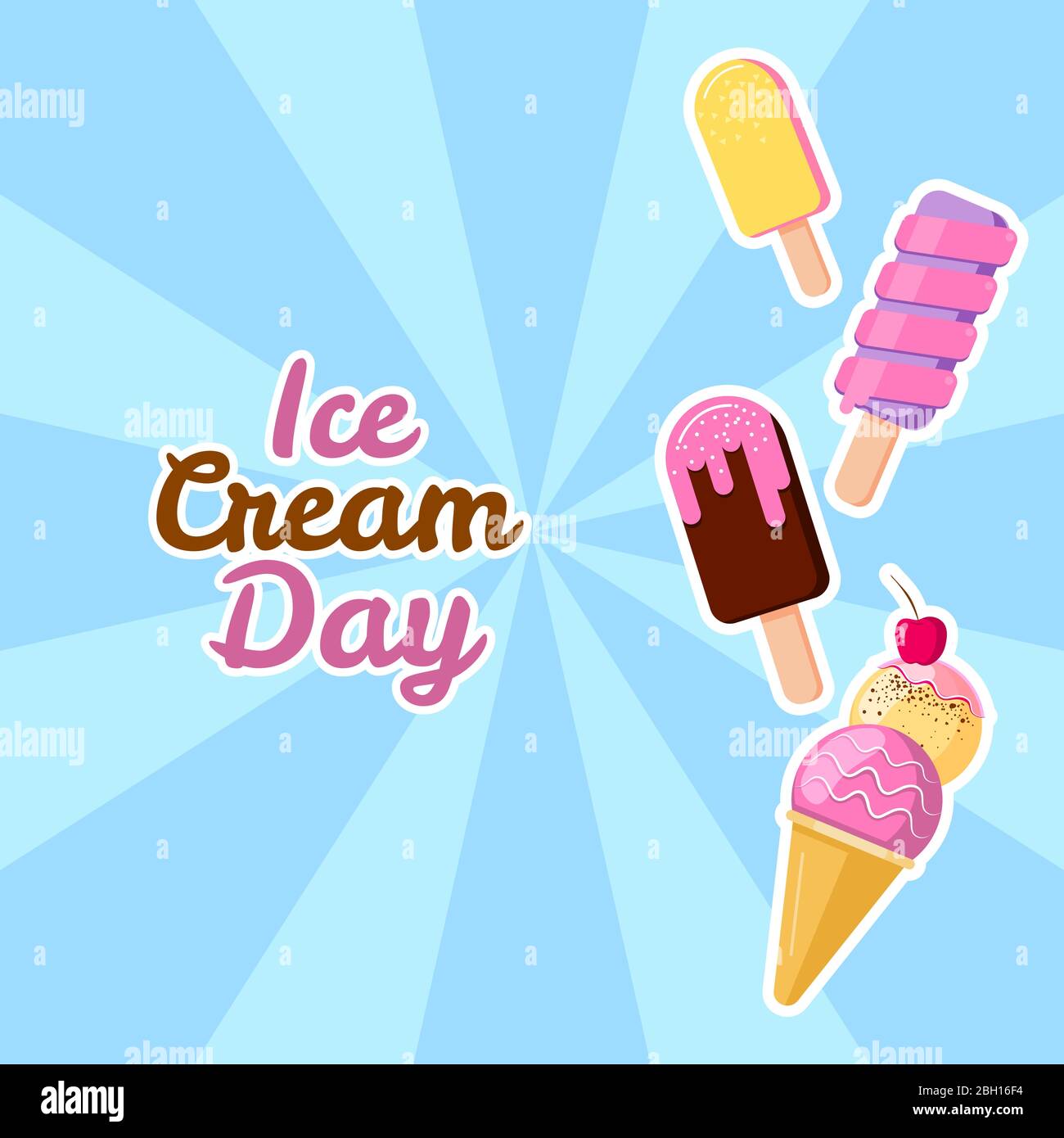 Happy ice cream day. Vector illustration suitable for greeting card ...