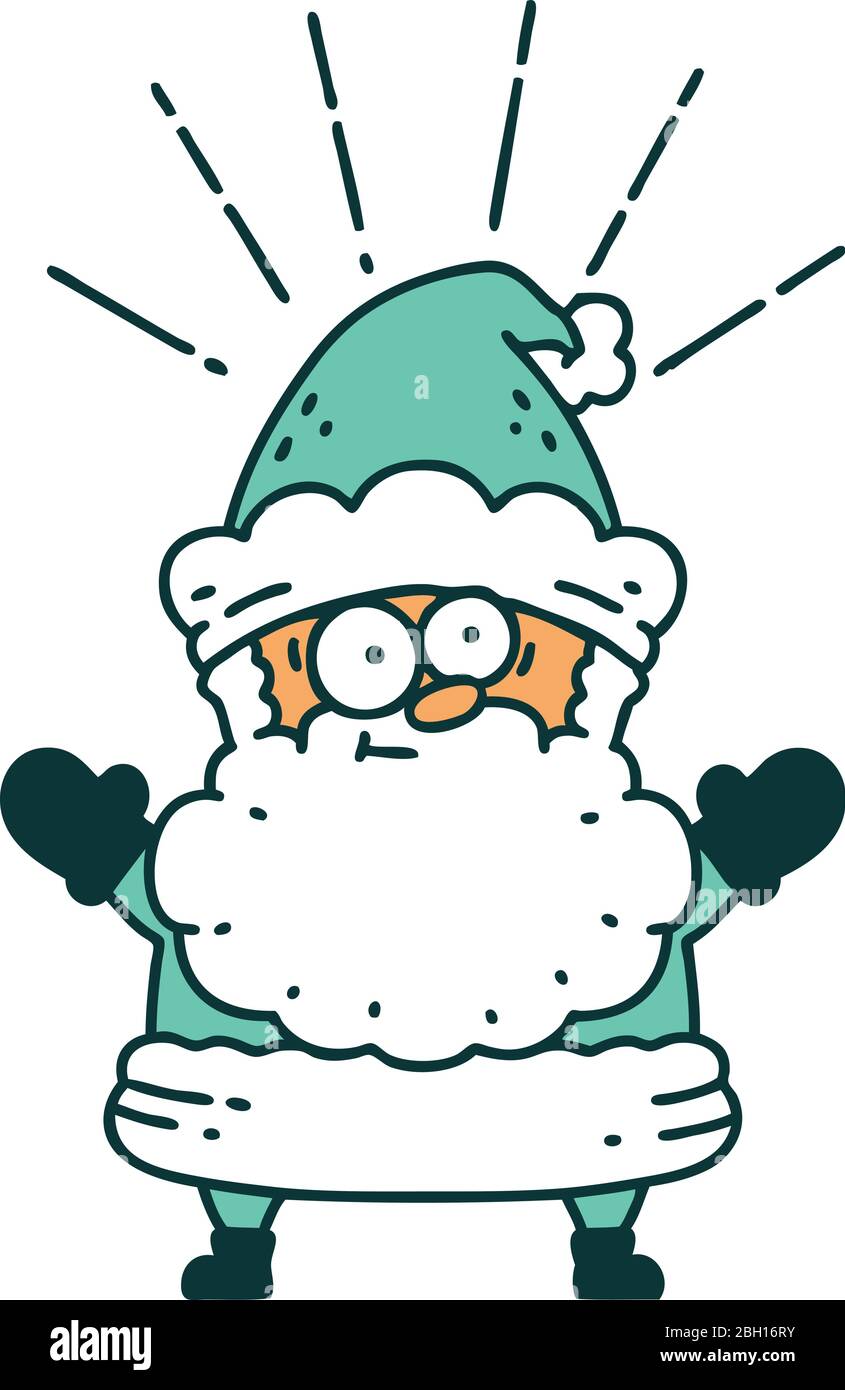 illustration of a traditional tattoo style santa claus christmas ...