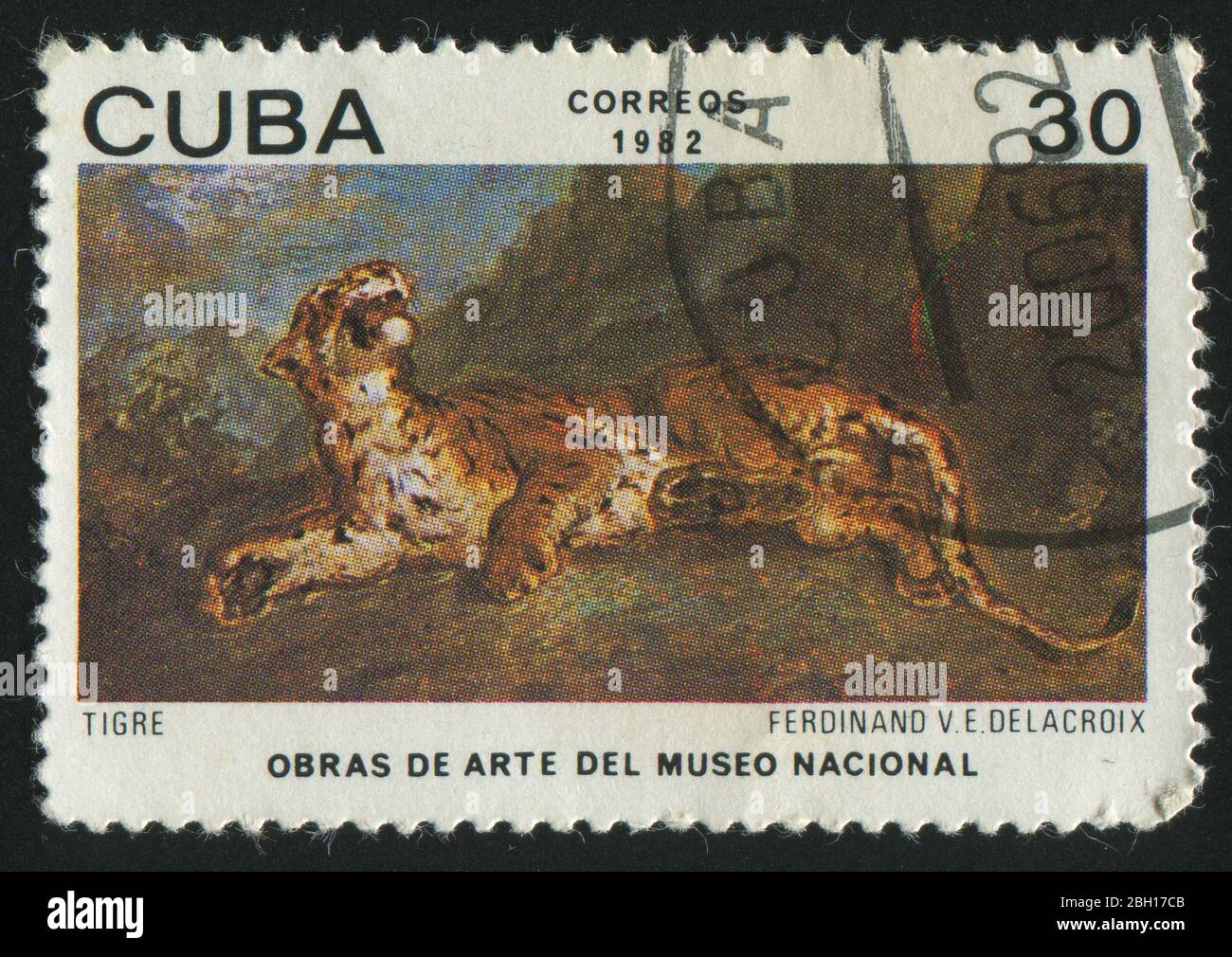 CUBA - CIRCA 1982: stamp printed by Cuba, shows Tiger, by Ferdinand V.E ... CUBA - CIRCA 1982: stamp printed by Cuba, shows Tiger, by Ferdinand V.E ...