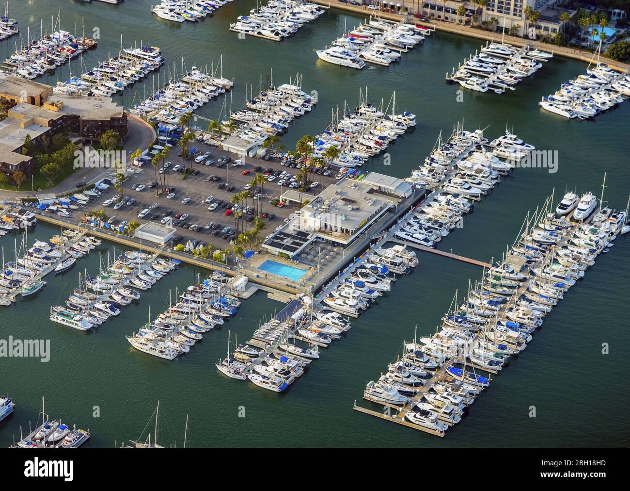 Marina with its yacht club in Marina del Rey, 20.03.2016, aerial view ...