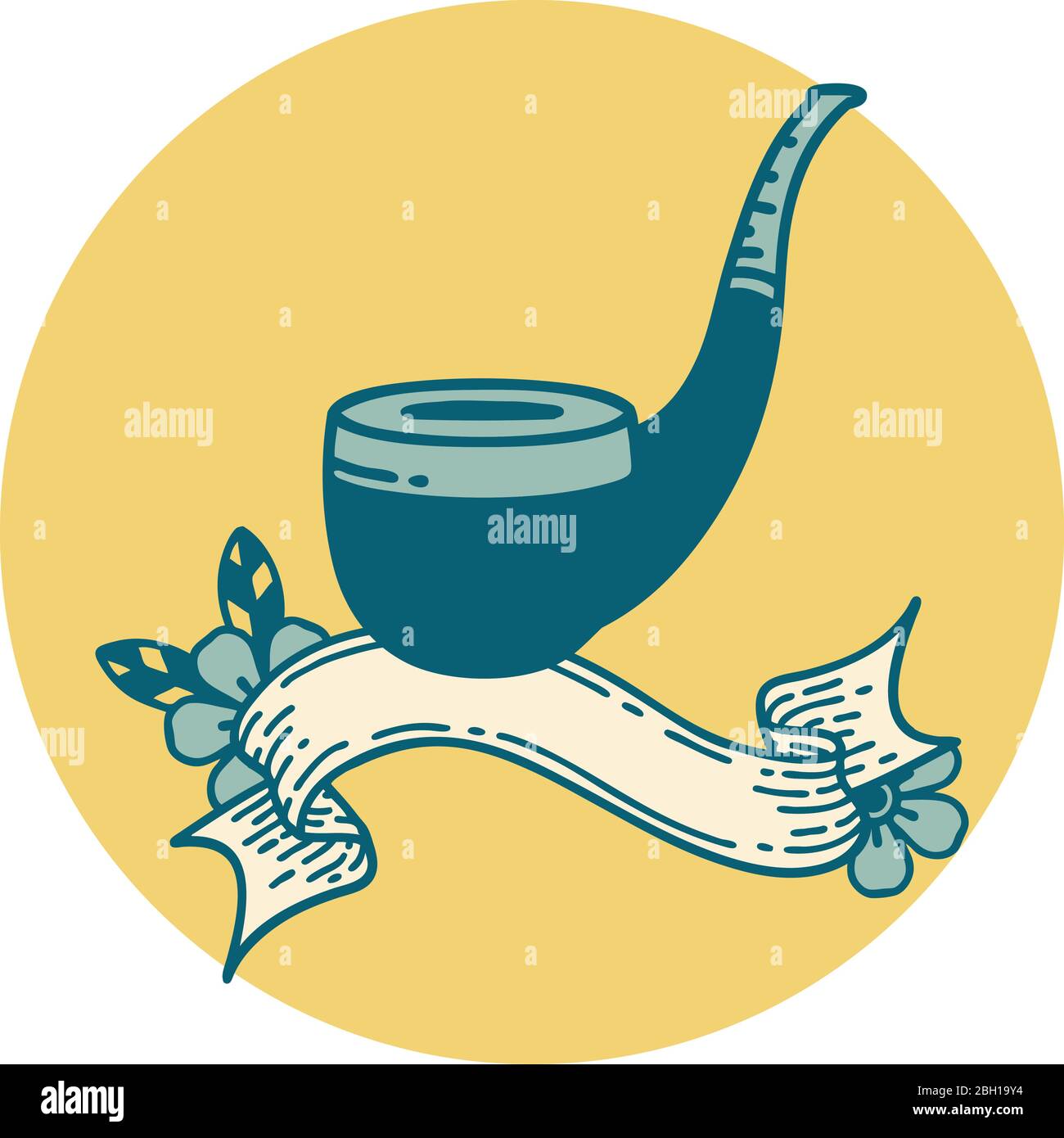 tattoo style icon with banner of a smokers pipe Stock Vector Image ...