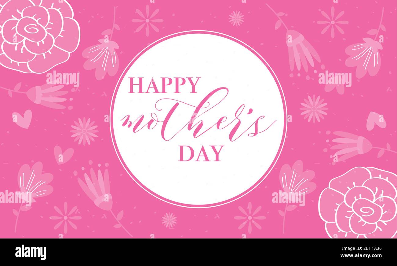 happy mothers day card with flowers circular frame Stock Vector Image ...