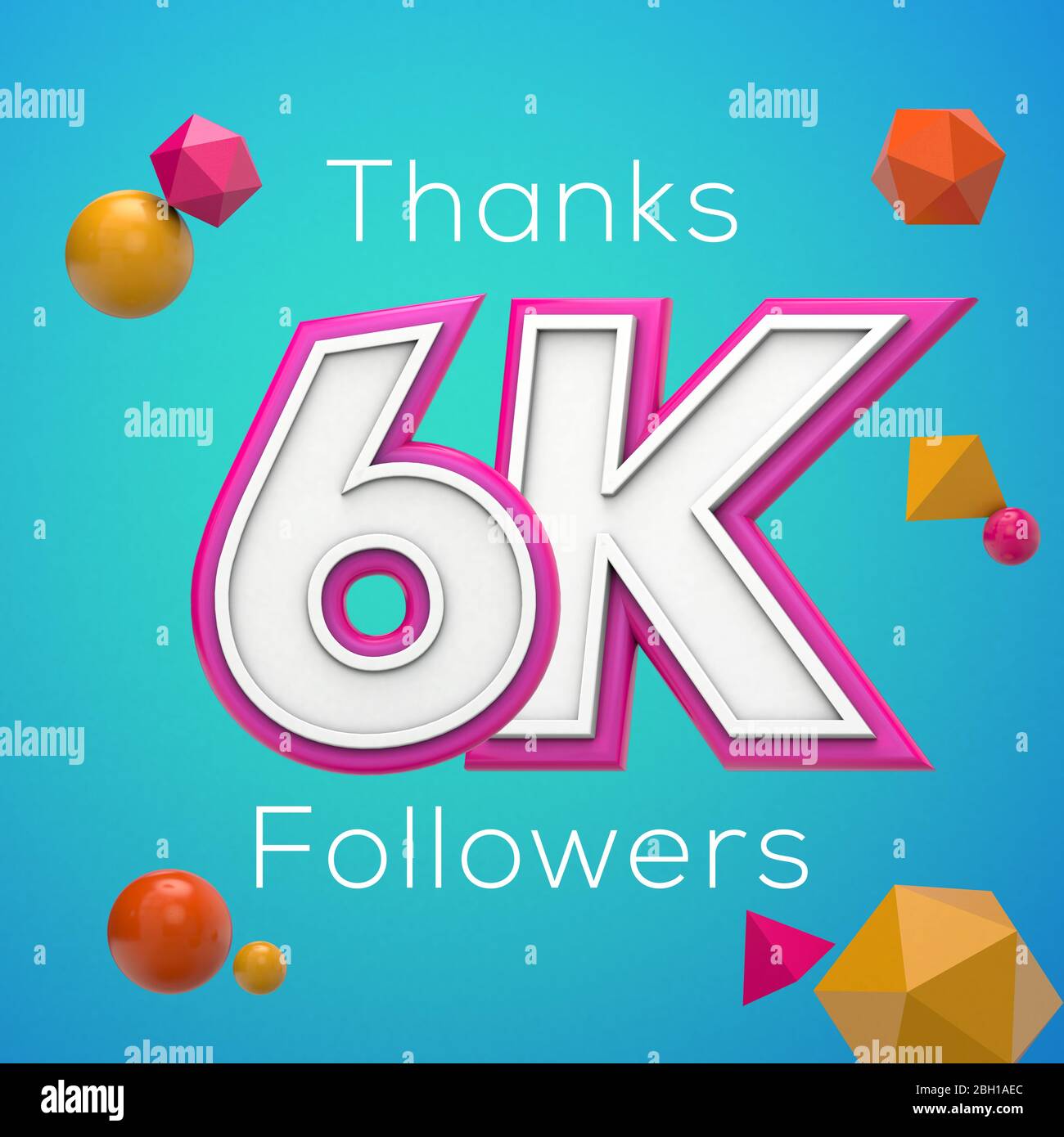 Thanks 6K followers. Social media subscribers banner. 3D render Stock ...