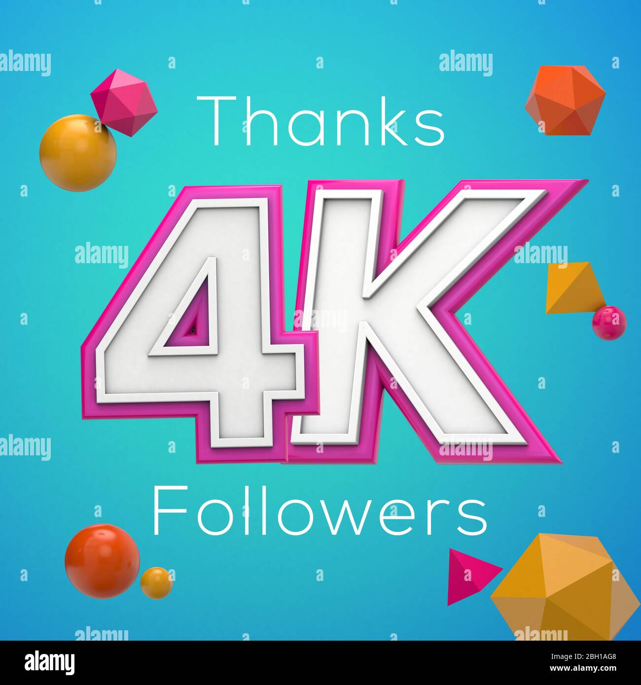 Thanks 4K followers. Social media subscribers banner. 3D render Stock ...