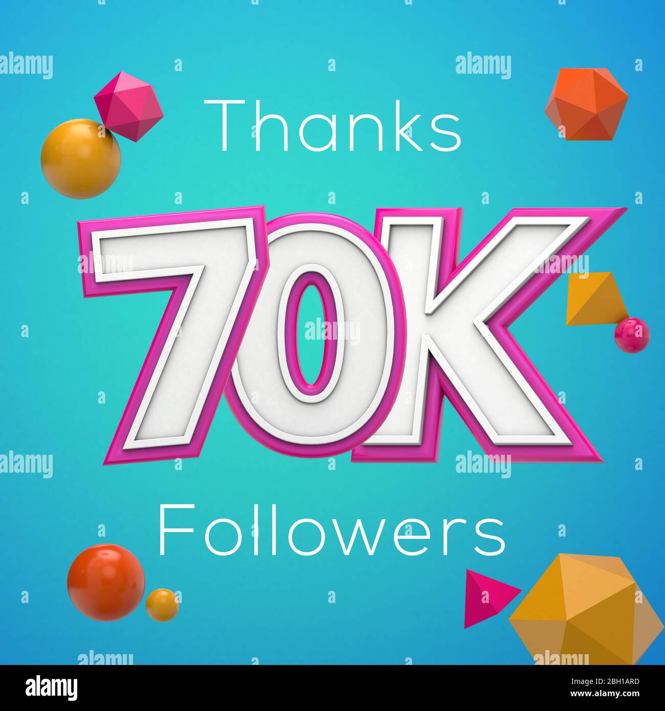 Thanks 70K followers. Social media subscribers banner. 3D render Stock ...