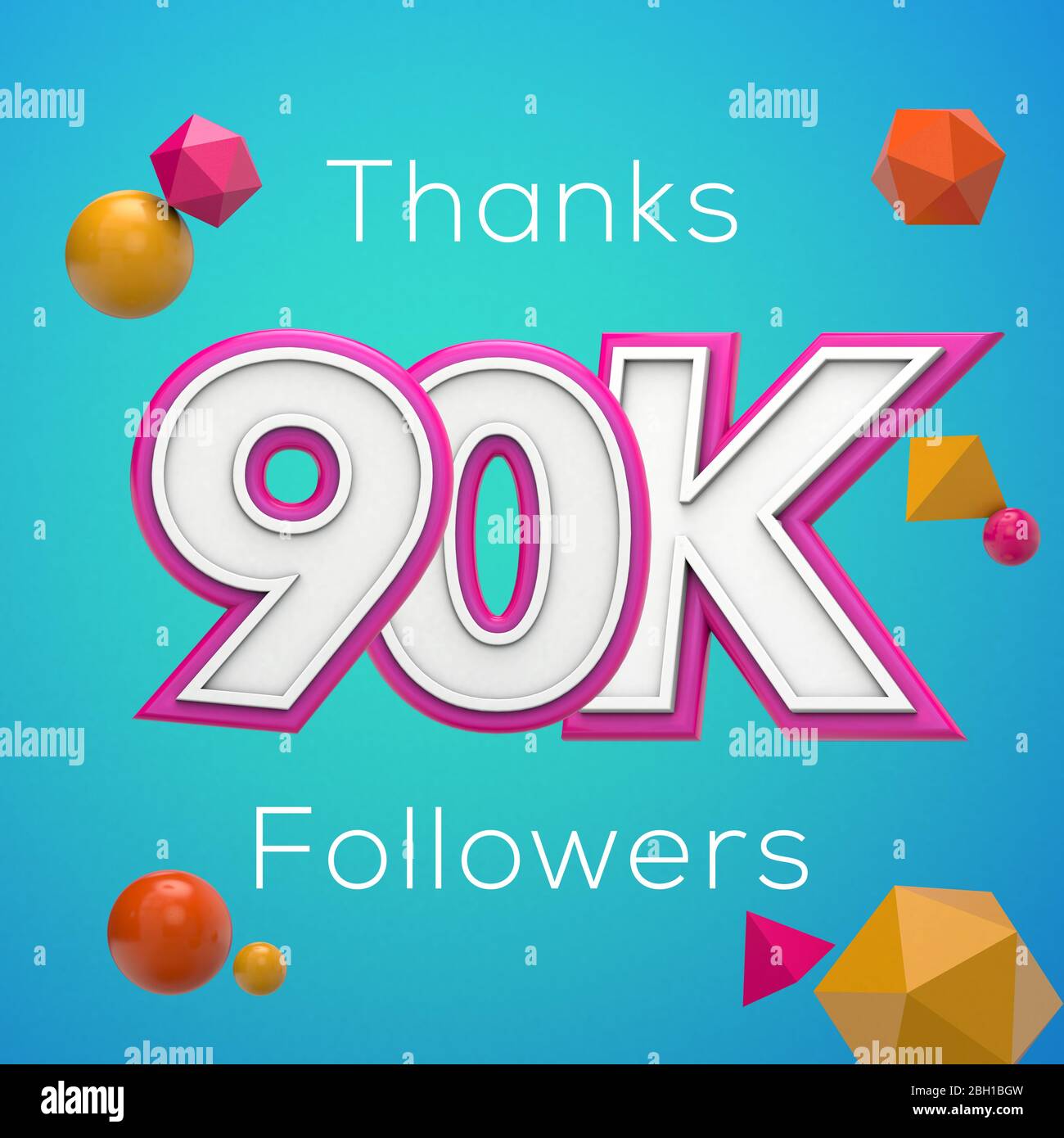 Thanks 90K followers. Social media subscribers banner. 3D render Stock ...