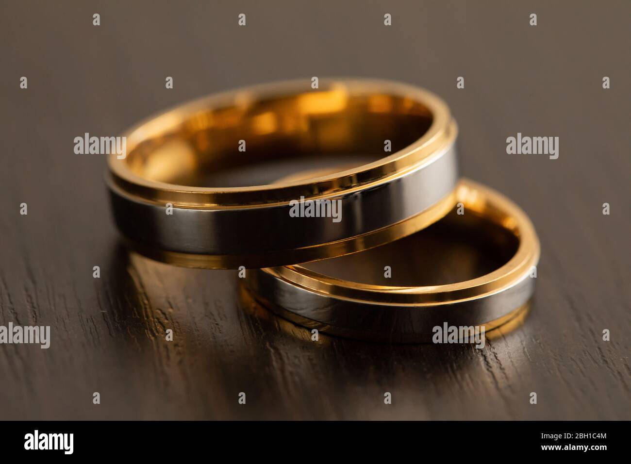 Gold wedding rings designed for newlyweds during the ceremonial ...