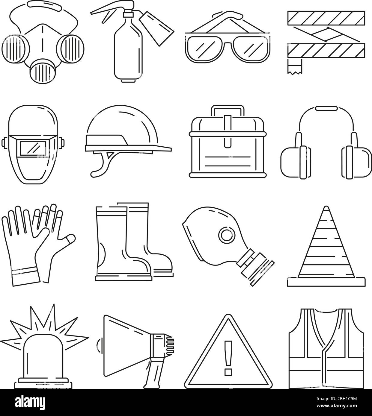 Symbols of safety work. Protection for health occupations. Vector ...