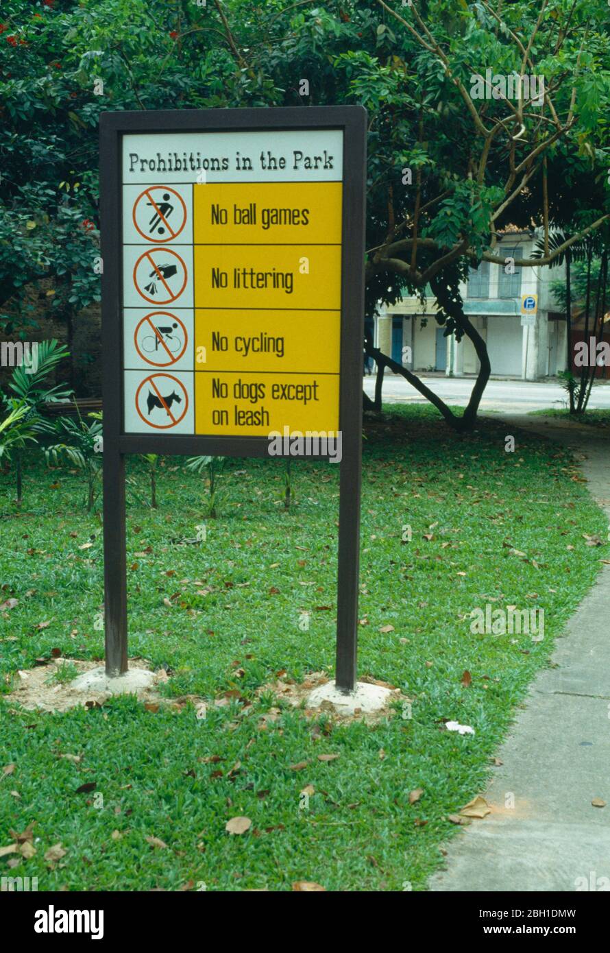 Communications, Signs, Prohibitions in the Park notice Singapore Stock ...