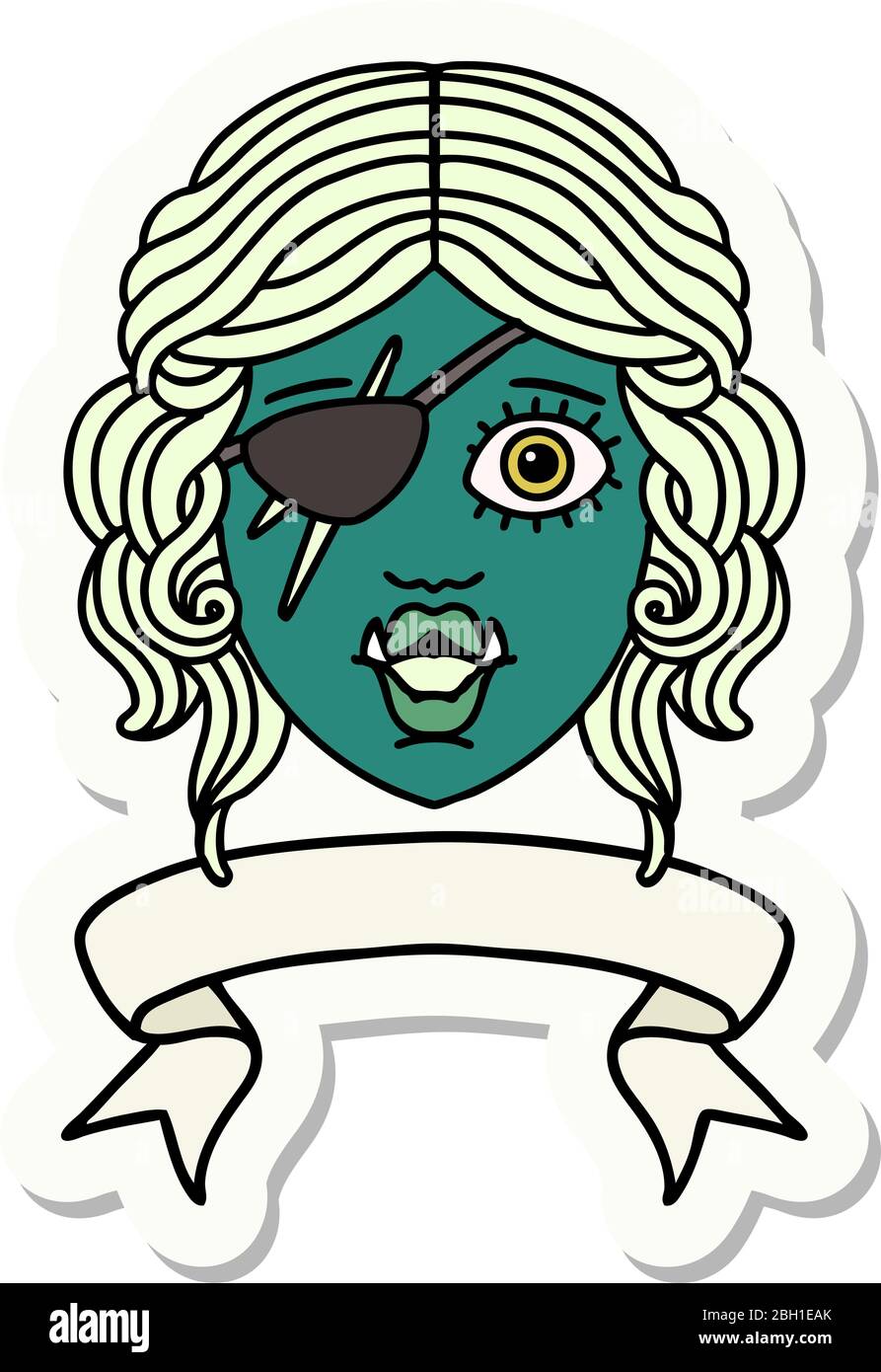 sticker of a orc rogue character face with banner Stock Vector Image ...
