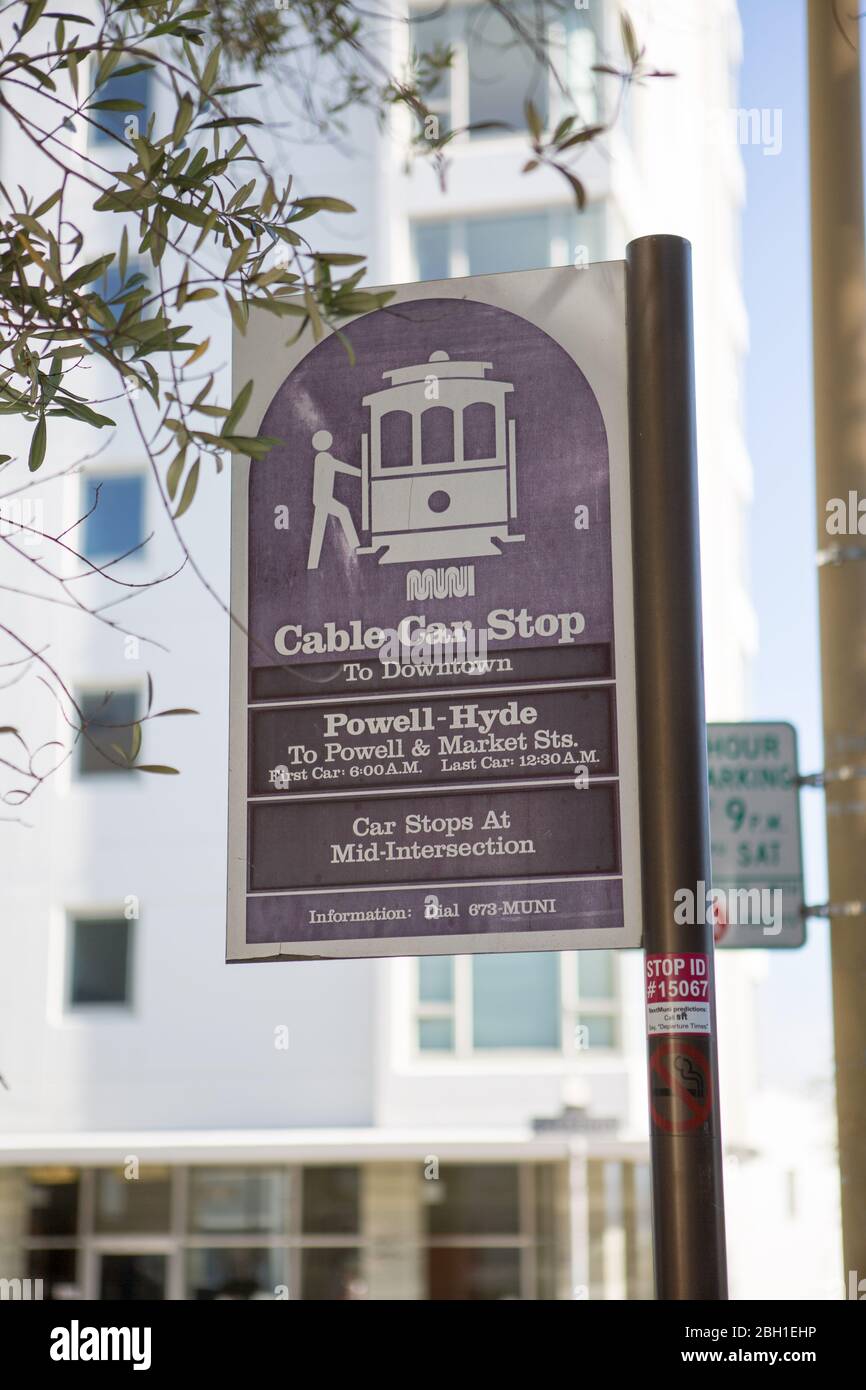 Cable Car Stop Sign Stock Photo - Alamy