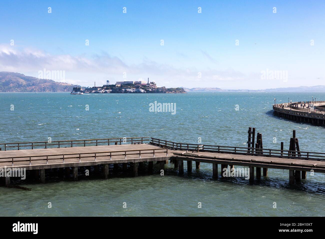 Alcatraz Island prison viewed from the sea in the bay area of San ...