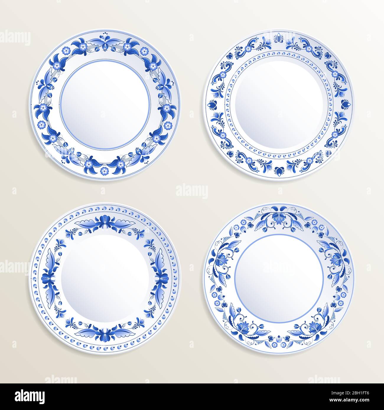White plate russian ornament Stock Vector Images - Alamy