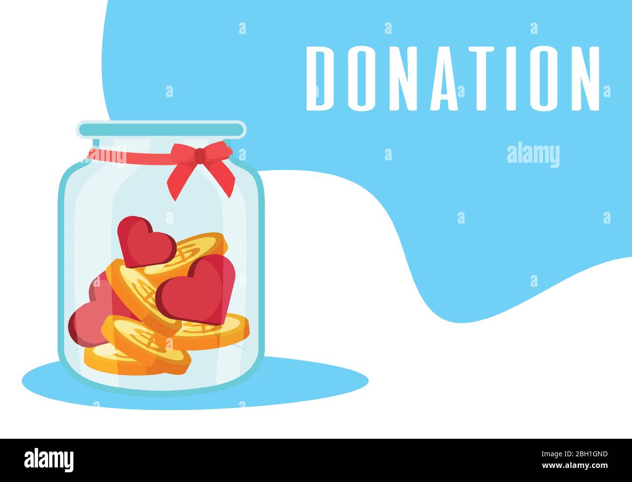charity donation jar with hearts and coins Stock Vector Image & Art - Alamy