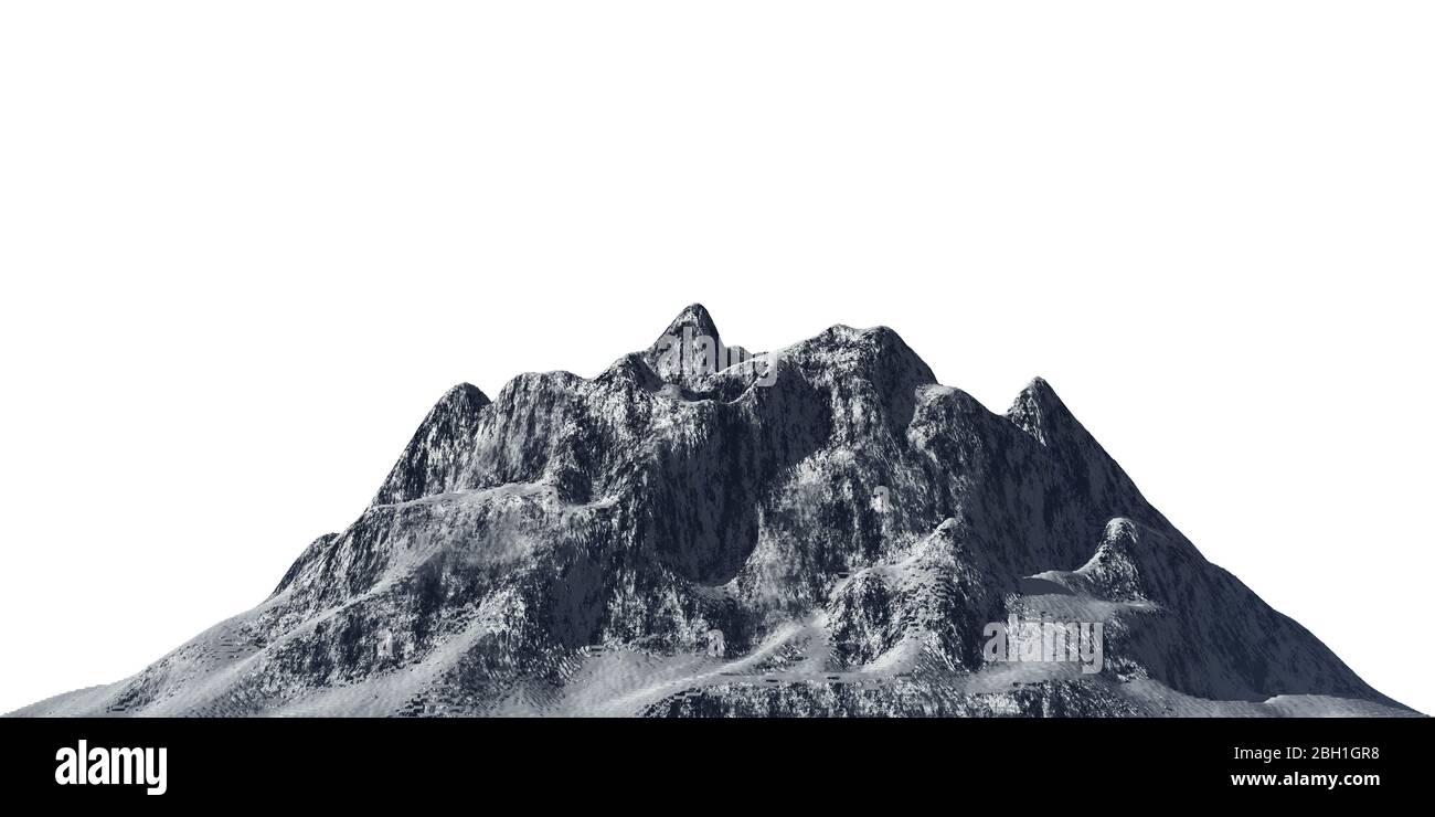 Snowy mountains Isolate on white background 3d illustration Stock Photo ...