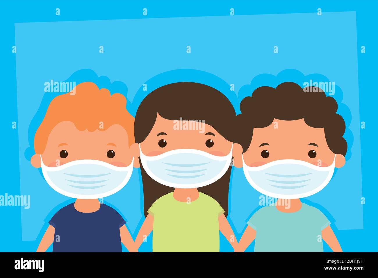 little kids using face masks characters Stock Vector Image & Art - Alamy