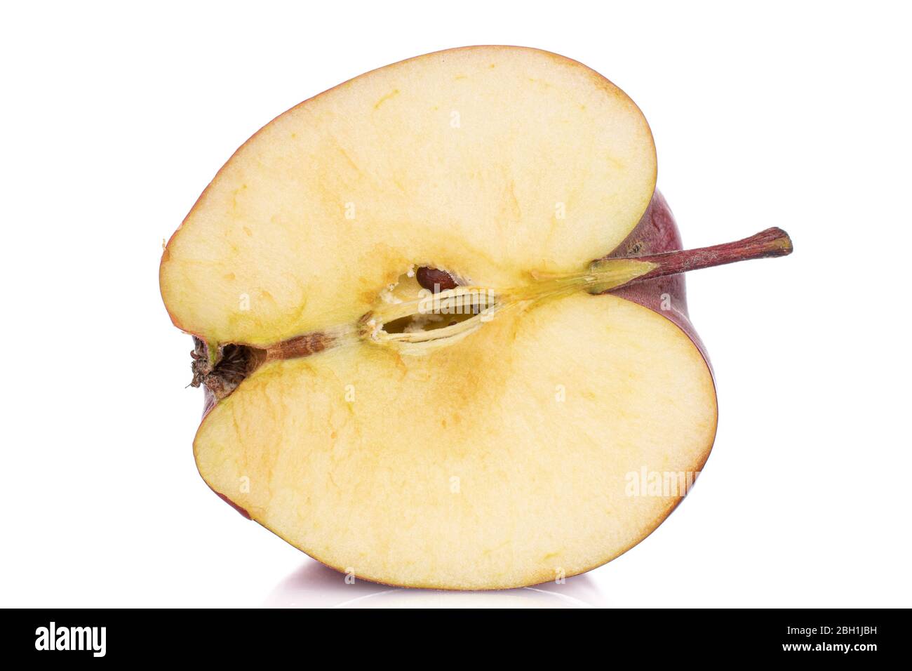 One half of red delicious apple cross section isolated on white Stock ...