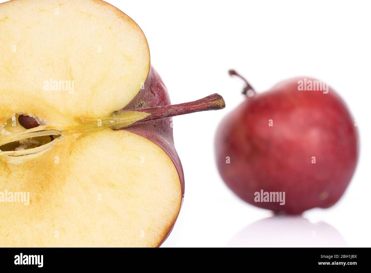 Group of one whole one half of red delicious apple cross section ...