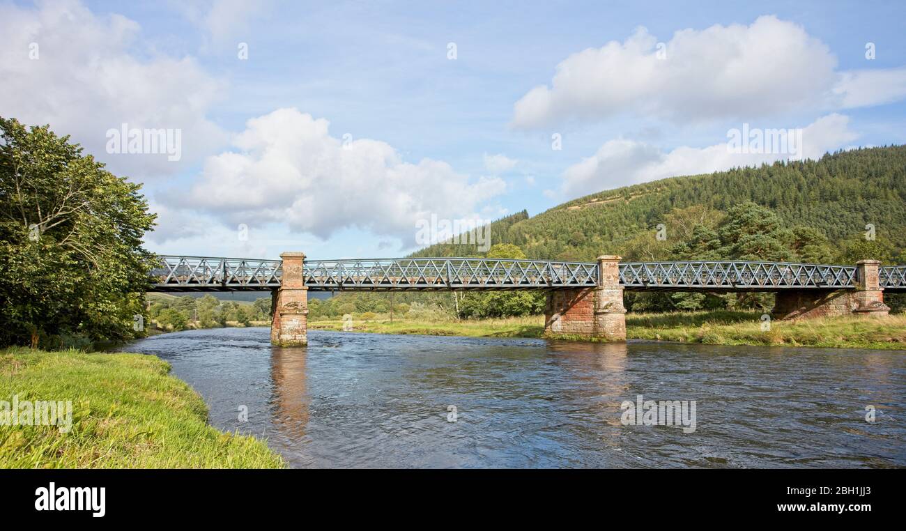 A girder road bridge over the River Tweed, near Innerleithen, Scottish ...