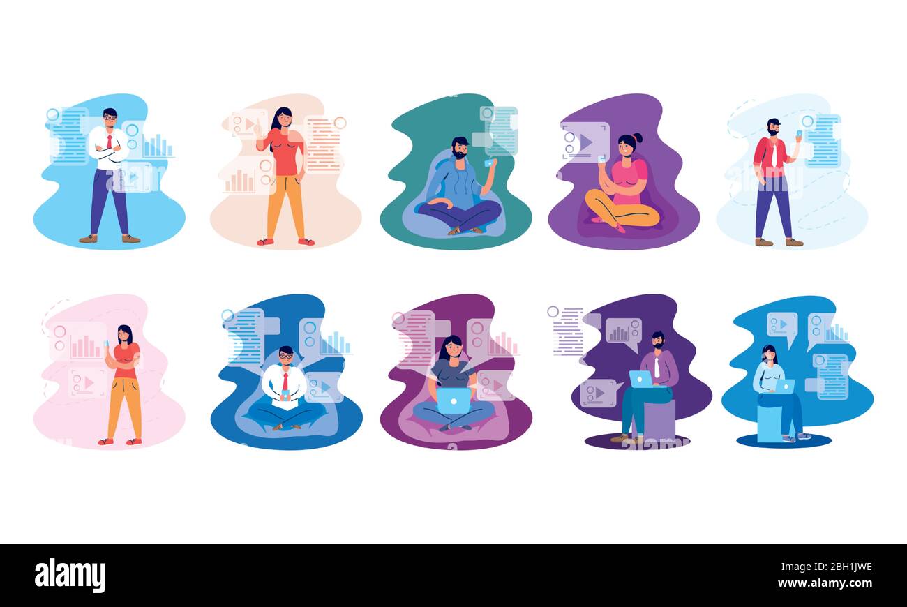 young people using technology characters Stock Vector Image & Art - Alamy