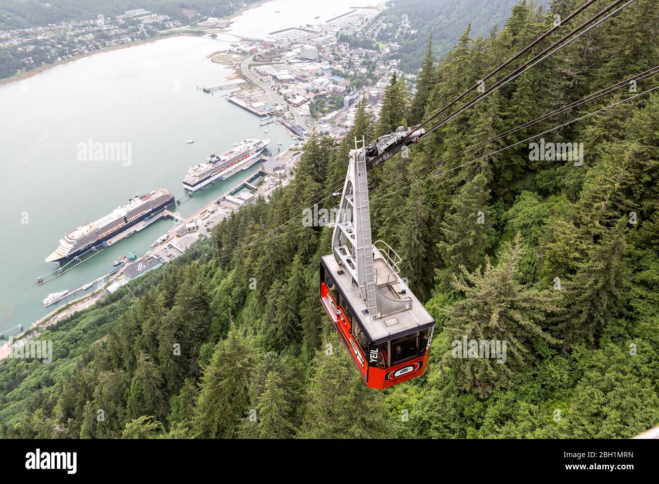 The cruise ship port in Juneau the capital city of Alaska viewed from ...